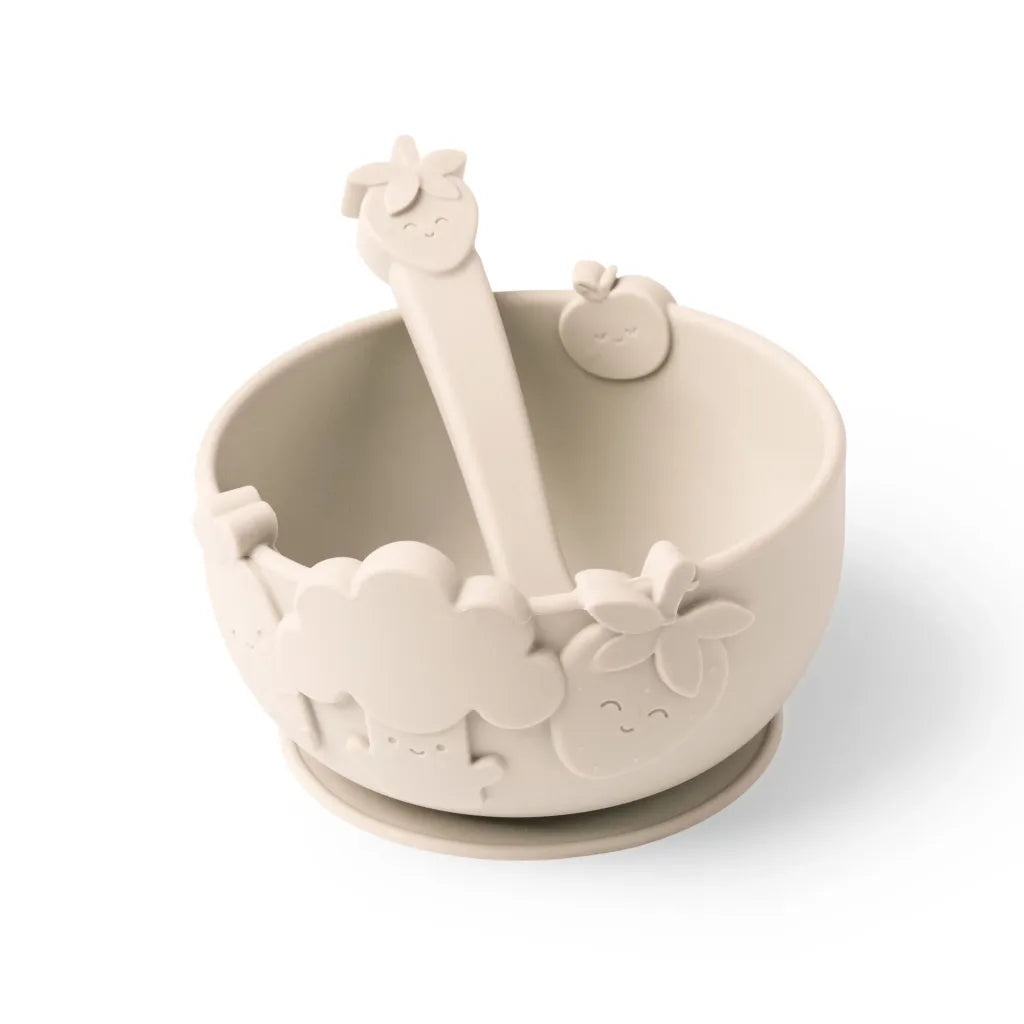 Grow by Annabel Karmel Silicone Suction Bowl & Spoon Set Warm Stone ...